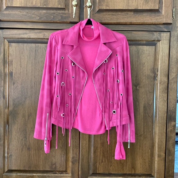 Insight | Jackets & Coats | Pink Insight New York Suede Like Fringe ...